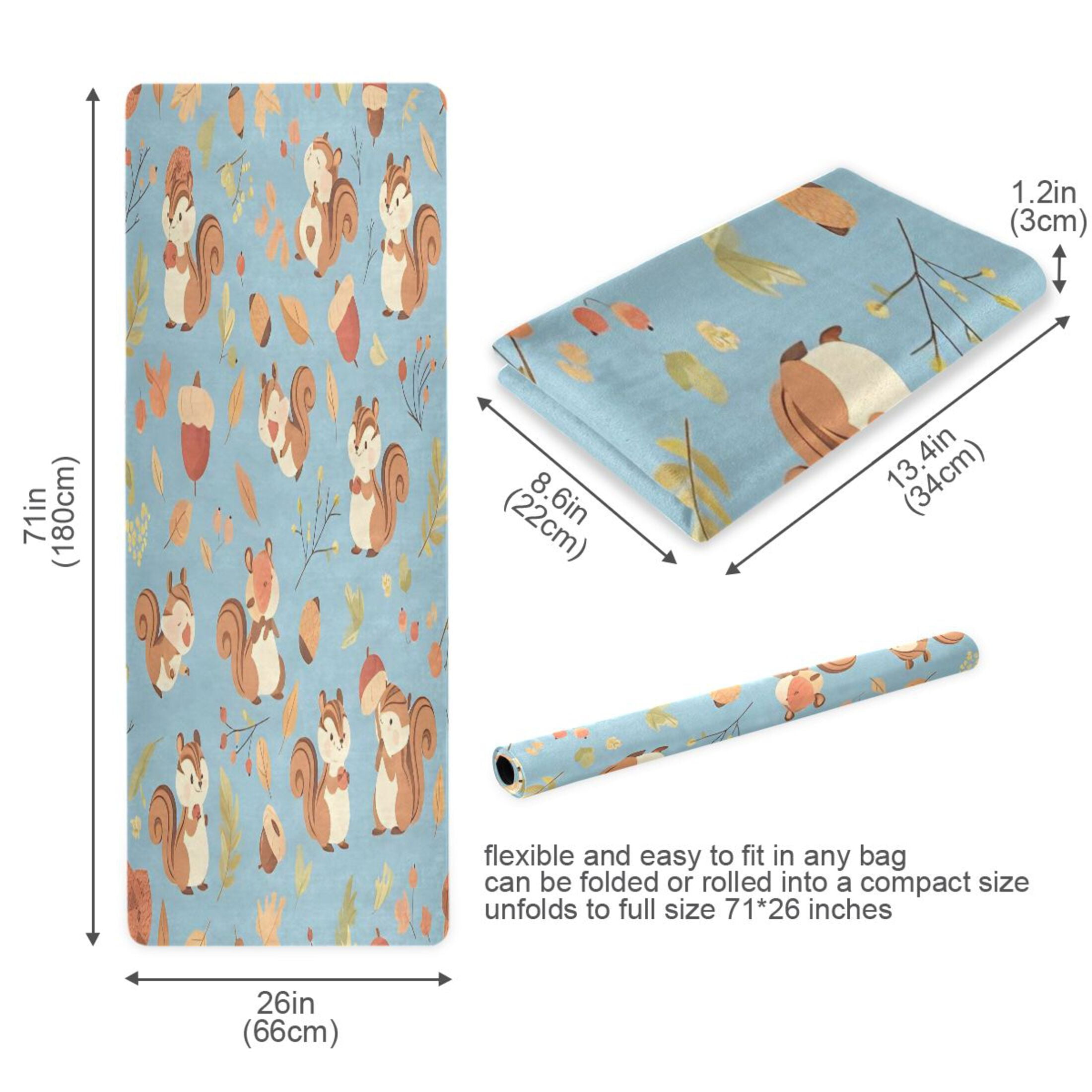BZSMCE Yoga Mat Women Fitness Mat Red Blue Squirrel Pattern - Walmart.com