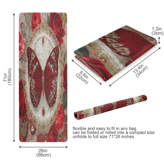 BZSMCE Yoga Mat Women Fitness Mat Ruby Butterfly Pattern - Walmart.com