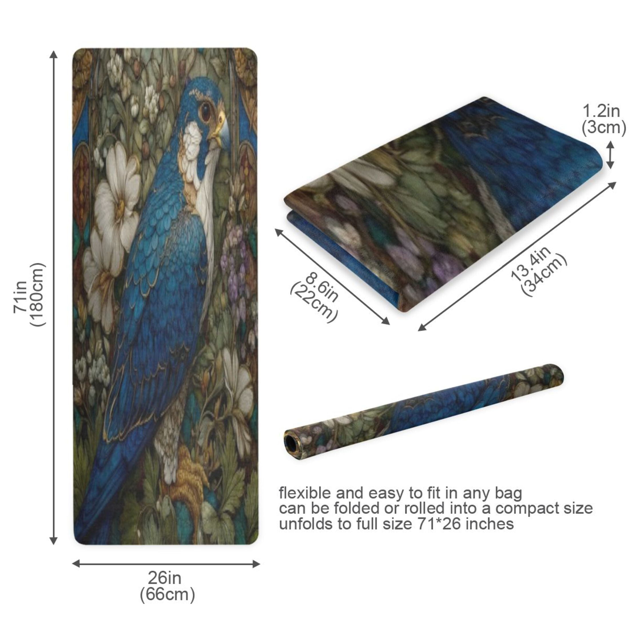BZSMCE Yoga Mat Women Fitness Mat Stained Glass Blue Bird Pattern ...