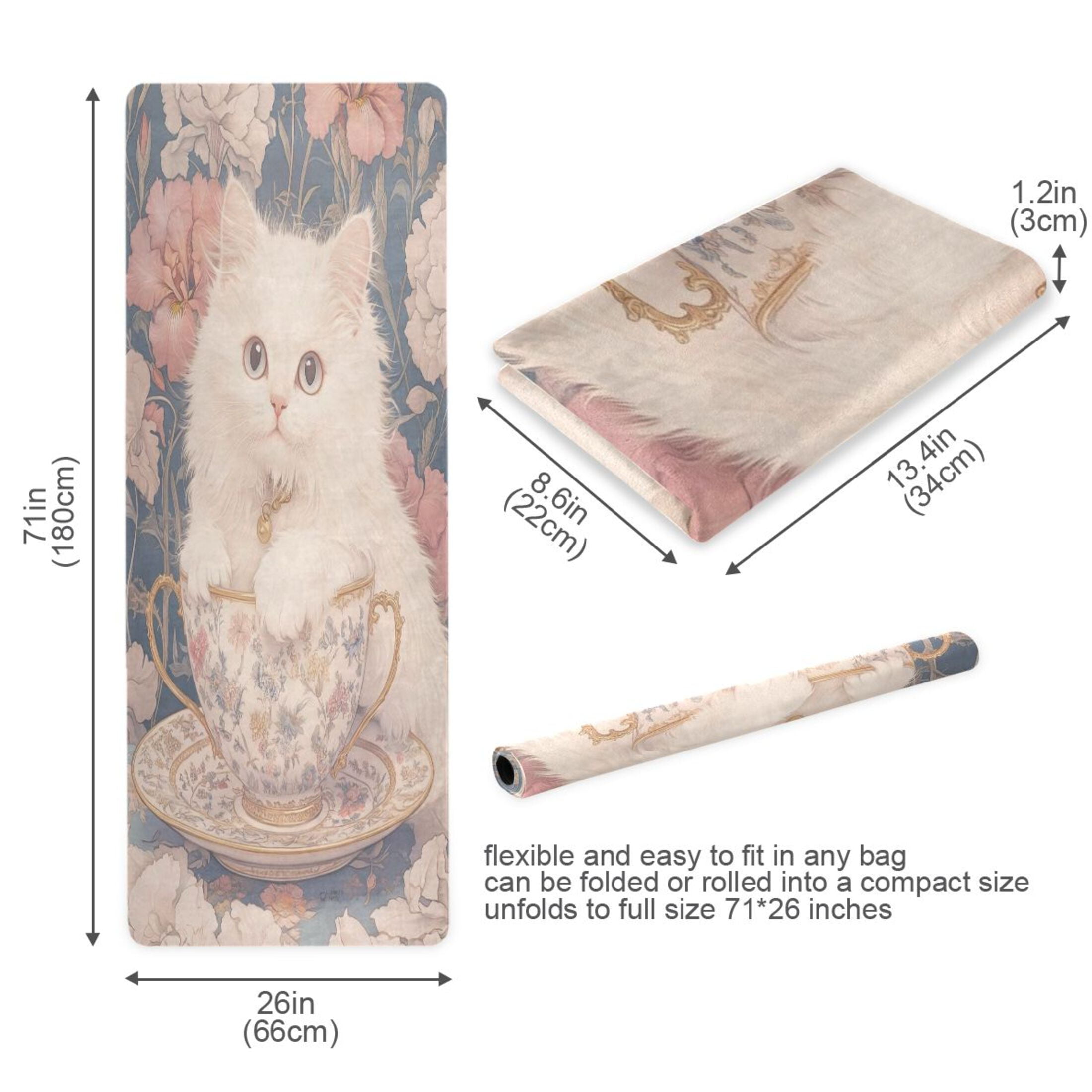 BZSMCE Yoga Mat Women Fitness Mat Teacup Kitty Vintage Charm Pattern ...