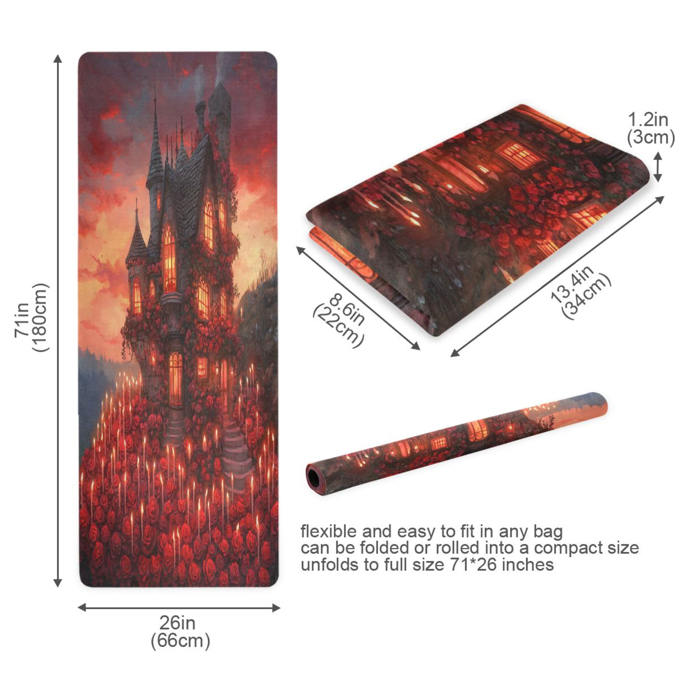 BZSMCE Yoga Mat Women Gothic House with Roses Candles Fitness Mat ...