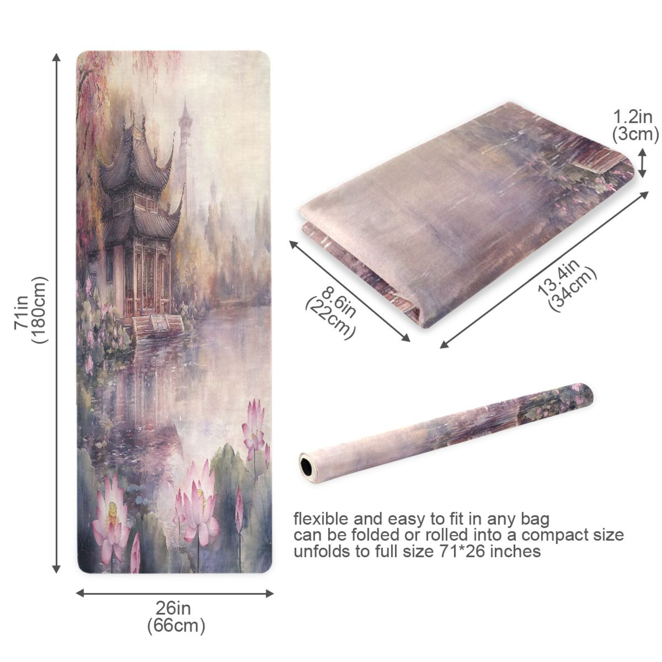 BZSMCE Yoga Mat Women Pavilion Lotus Flowers Water Fitness Mat ...