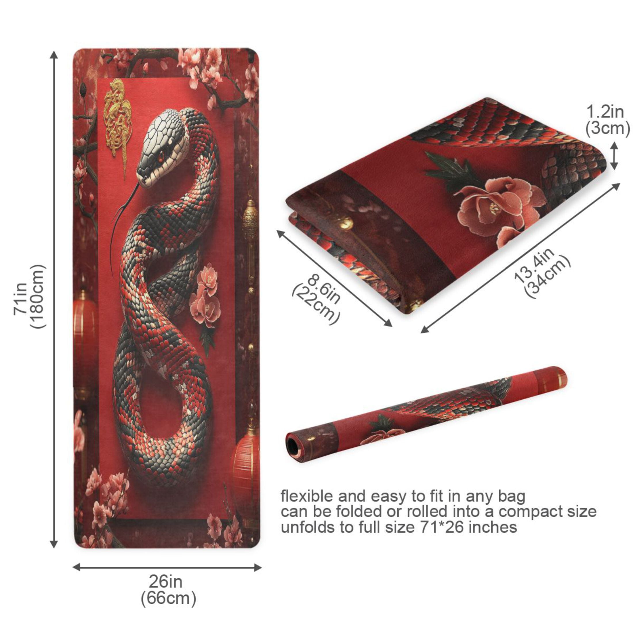 BZSMCE Yoga Mat Women Red Bloom Snake Fitness Mat - Walmart.com