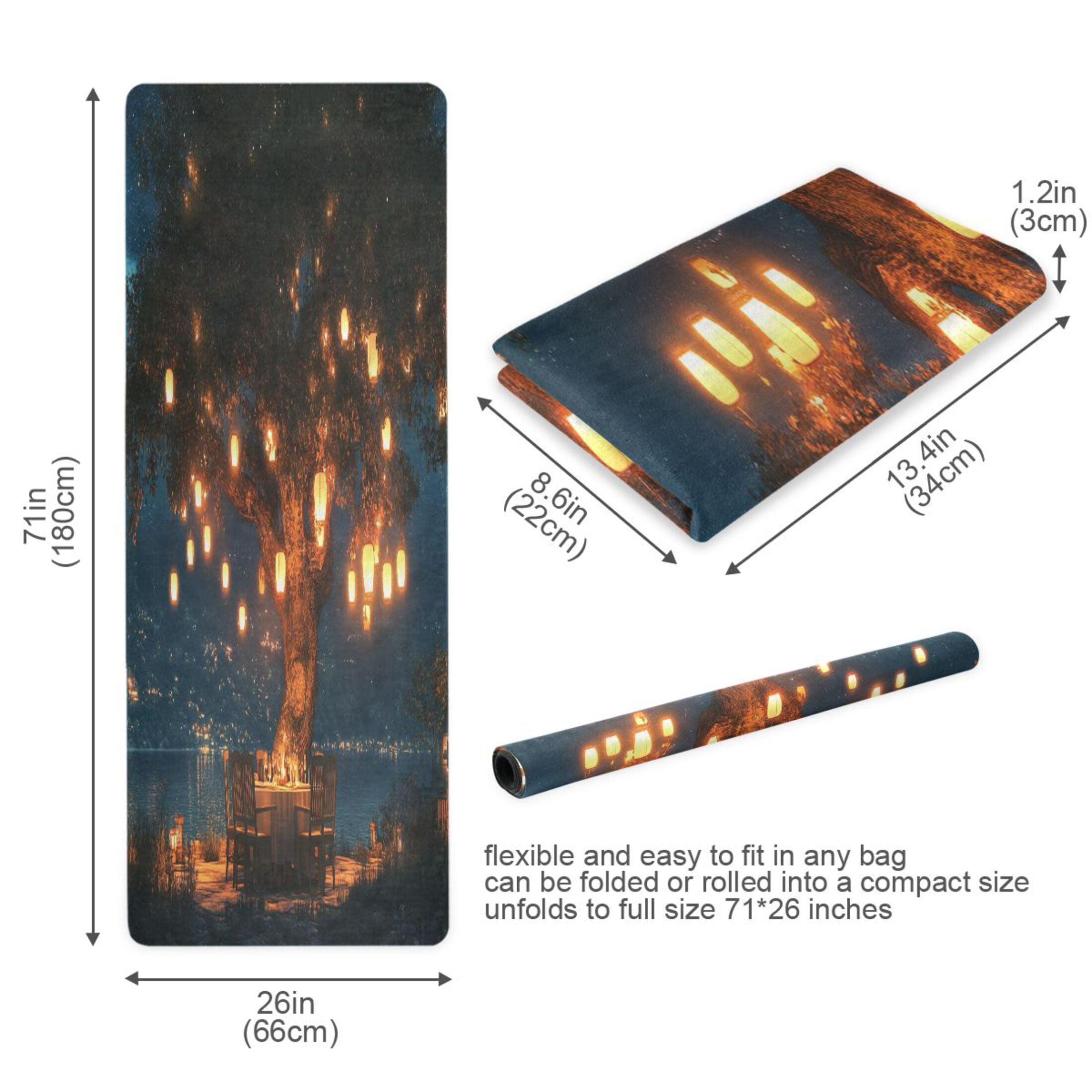 BZSMCE Yoga Mat Women Tree with Lanterns By_lake Fitness Mat - Walmart.com