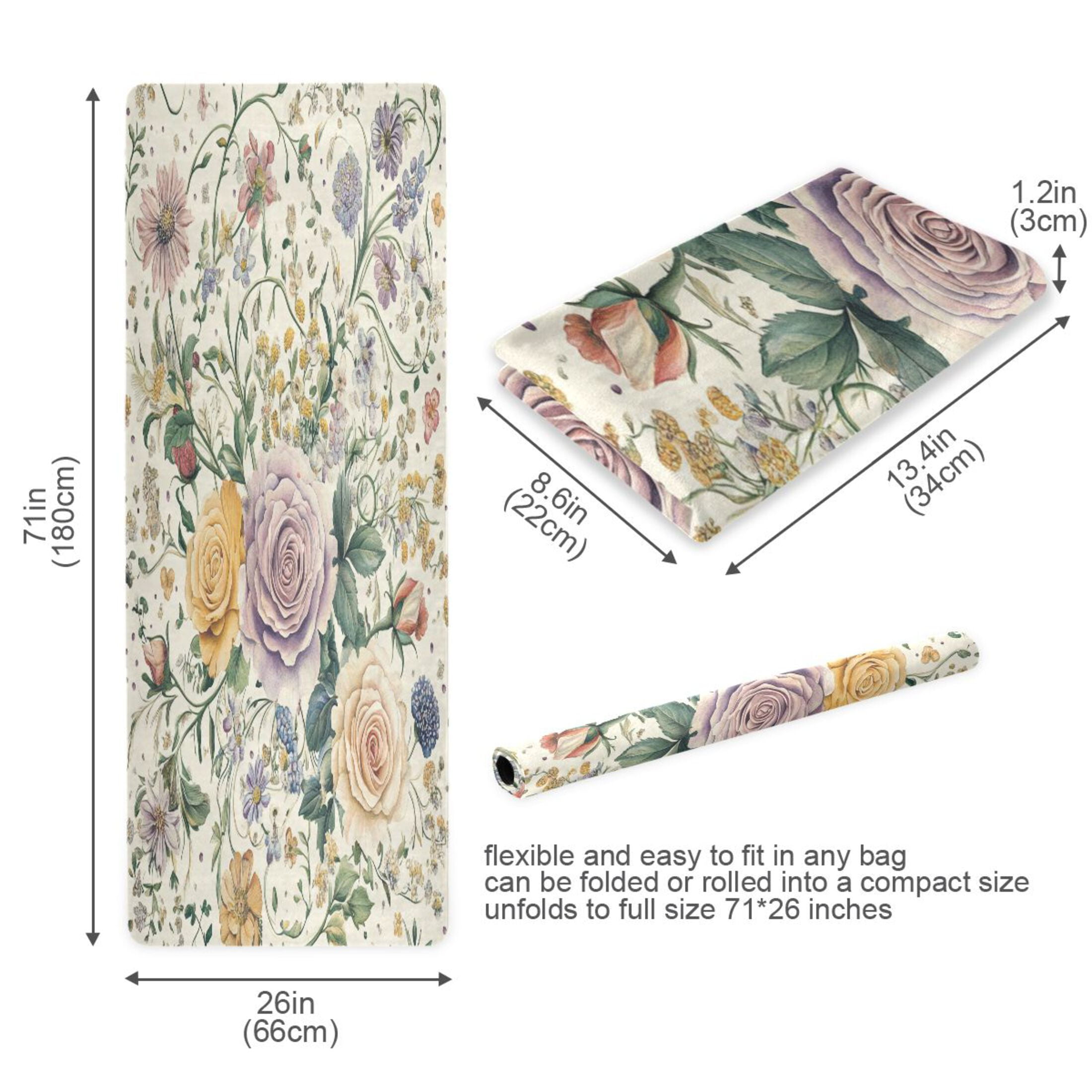 BZSMCE Yoga Mat Women Whimsical Garden: Pastel Floral Design Fitness ...