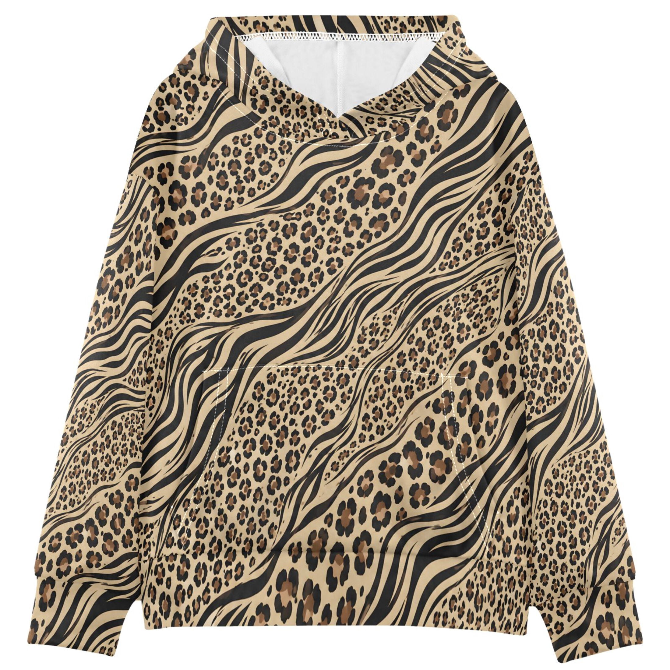 BZSMCE Zebra Leopard Print Print Hoodie Casual Pullover Sweatshirt With ...