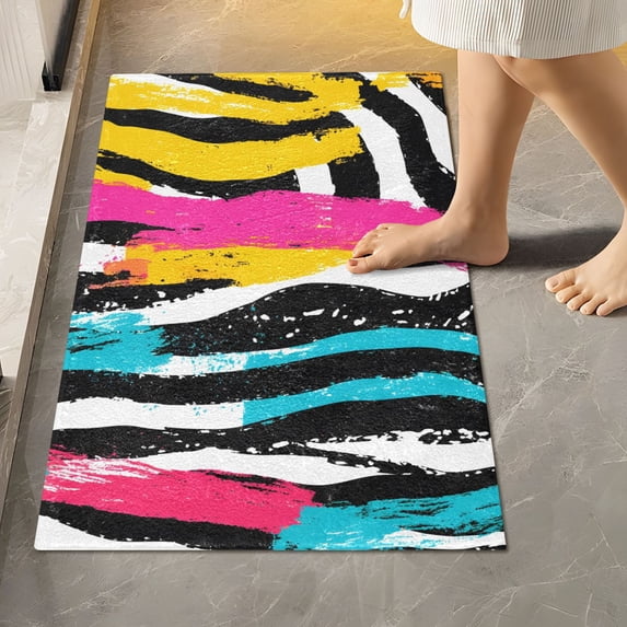 BZSMCE Zebra Texture Colorful Brushes Pattern 2-Piece Non-Slip ...