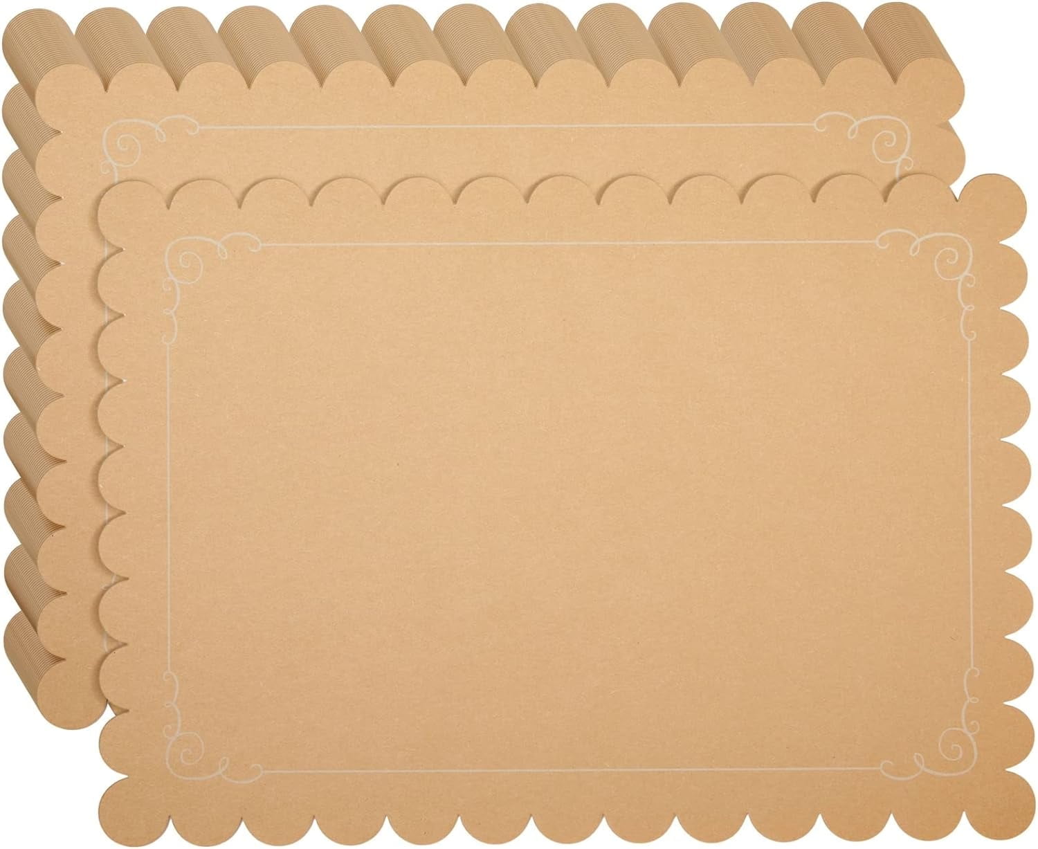 BZUEPRS 100 Pack Disposable Scalloped Kraft Paper Placemats for Dining ...