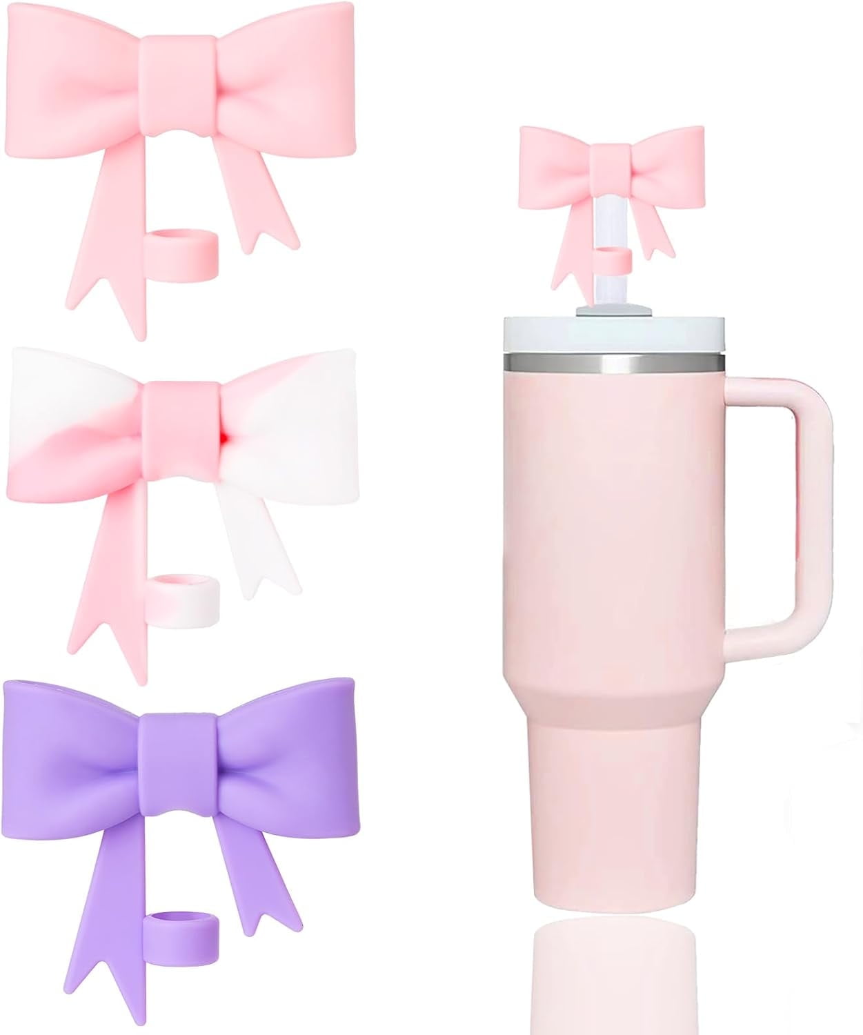 Customer reviews for BZUEPRS 3 Pcs Classic Pink Bow Straw Covers Cap ...