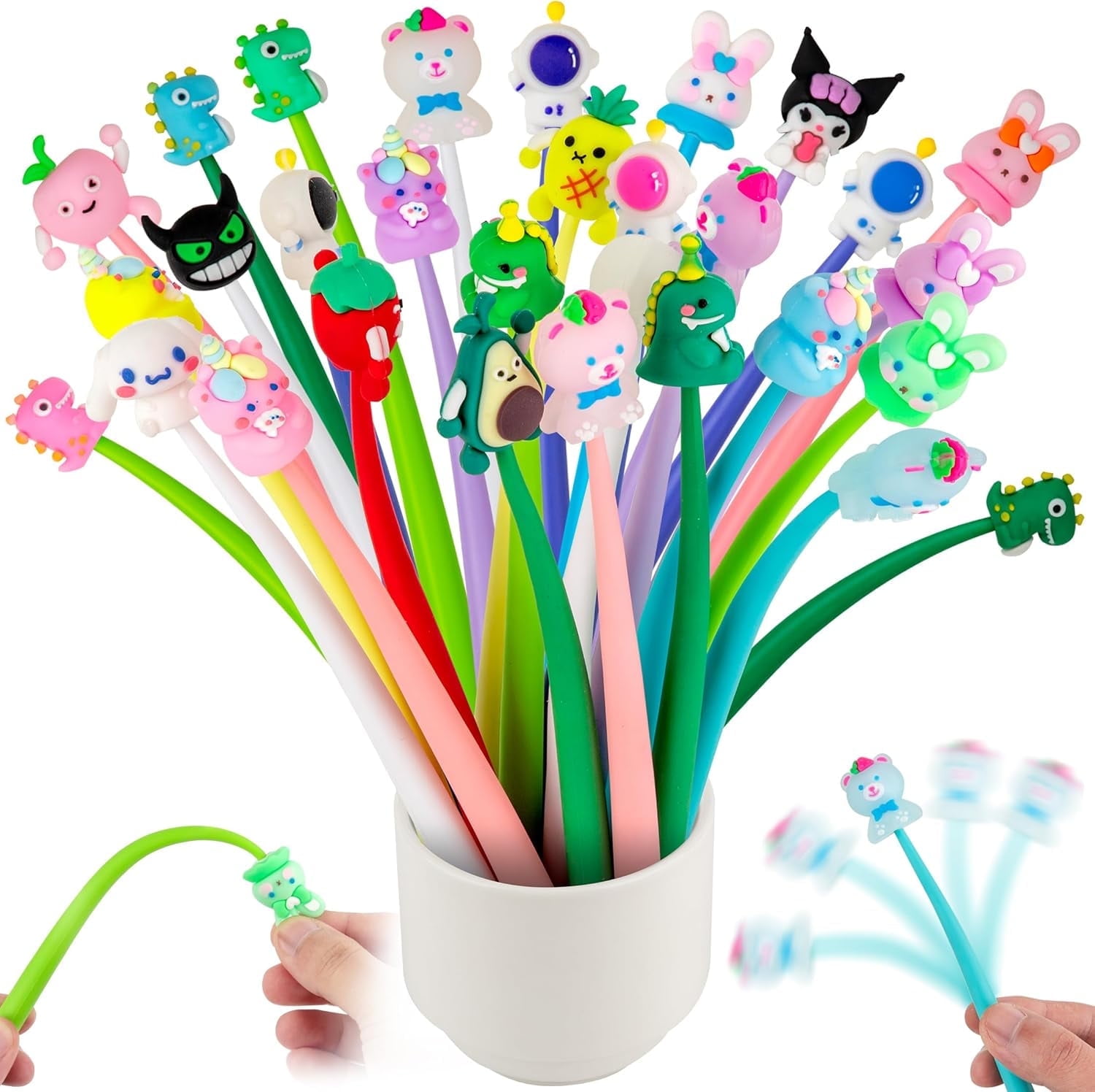 BZUEPRS 30Pcs Animal Stress Relief Water Pens Set, Novelty Rocking ...