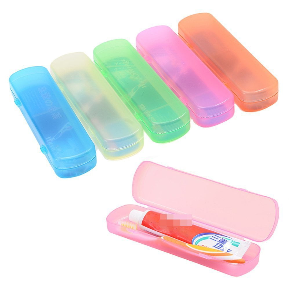 BZUEPRS 4 Pieces Portable Plastic Toothbrush Case Container Toothpaste ...