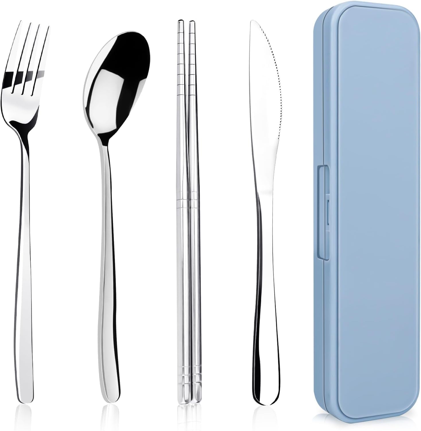 BZUEPRS 5 Piece Portable Travel Utensils Set with Case, Premium 304 ...