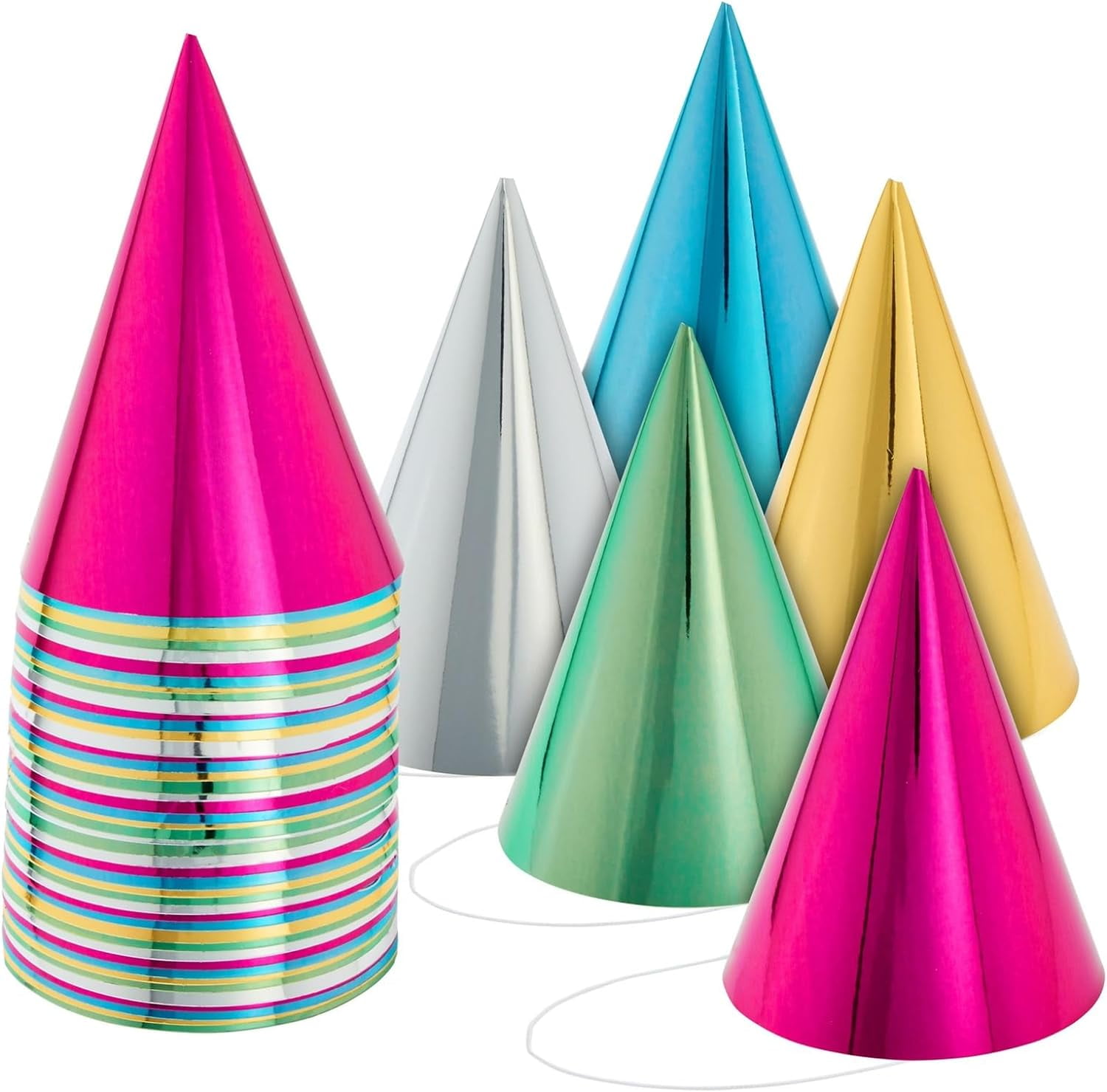 BZUEPRS 50 Pack Birthday Party Cone Hats for Kids and Adults, Bulk Set ...