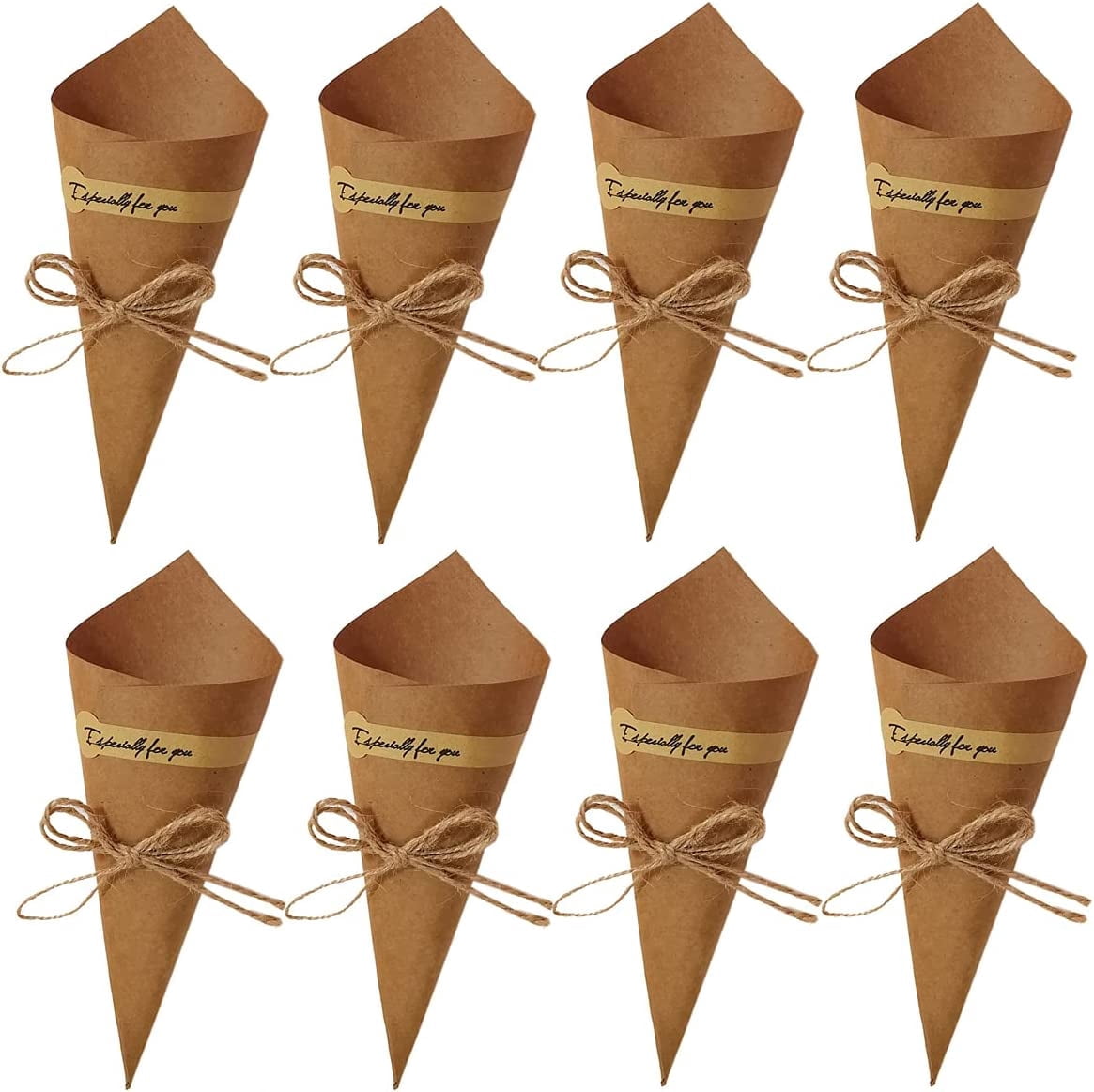 BZUEPRS 50Pcs Kraft Paper Cones Bouquet Wrapping Paper Cones Candy Gift ...