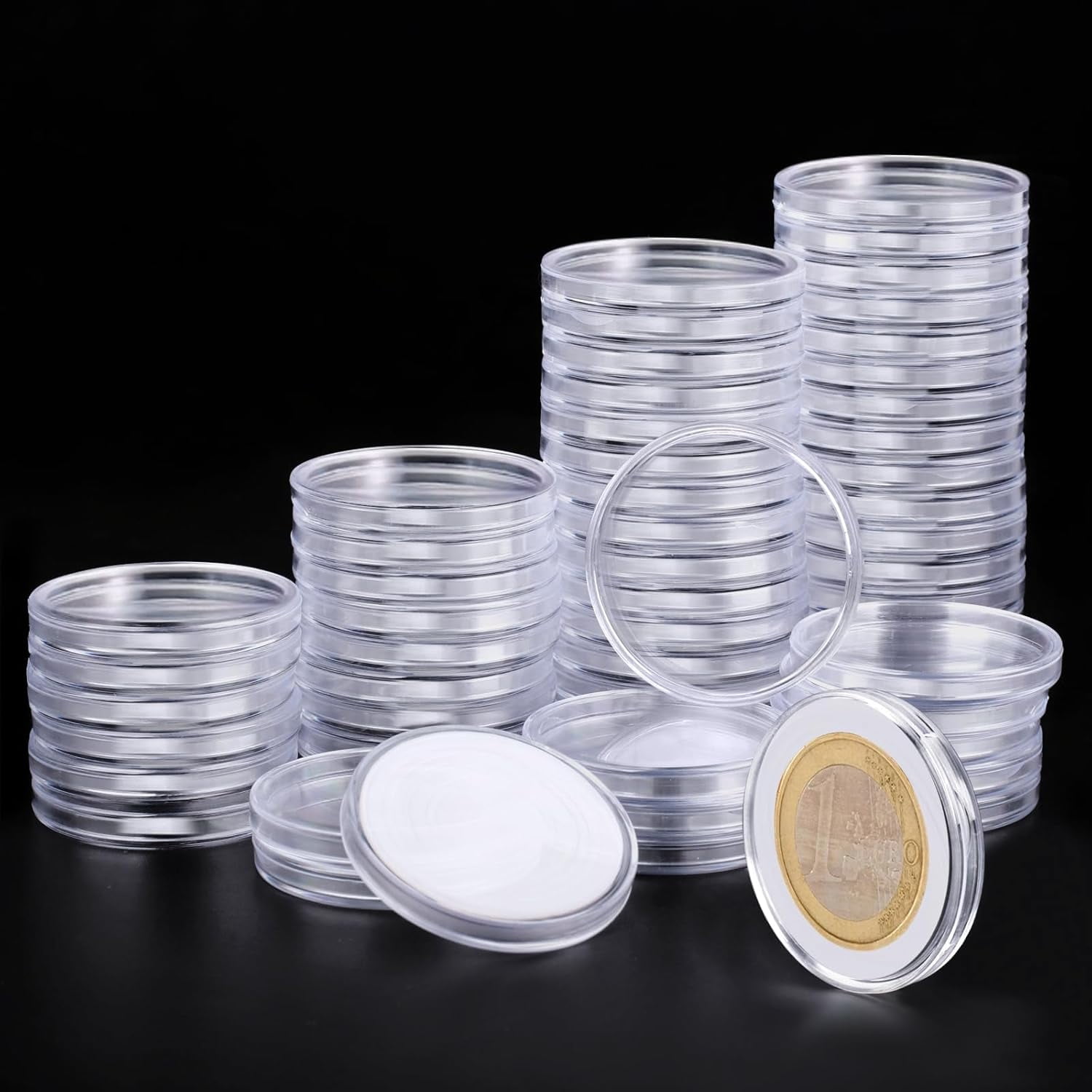 BZUEPRS 50p Clear Plastic Coin Capsules, Silver Dollar Coin Holder ...