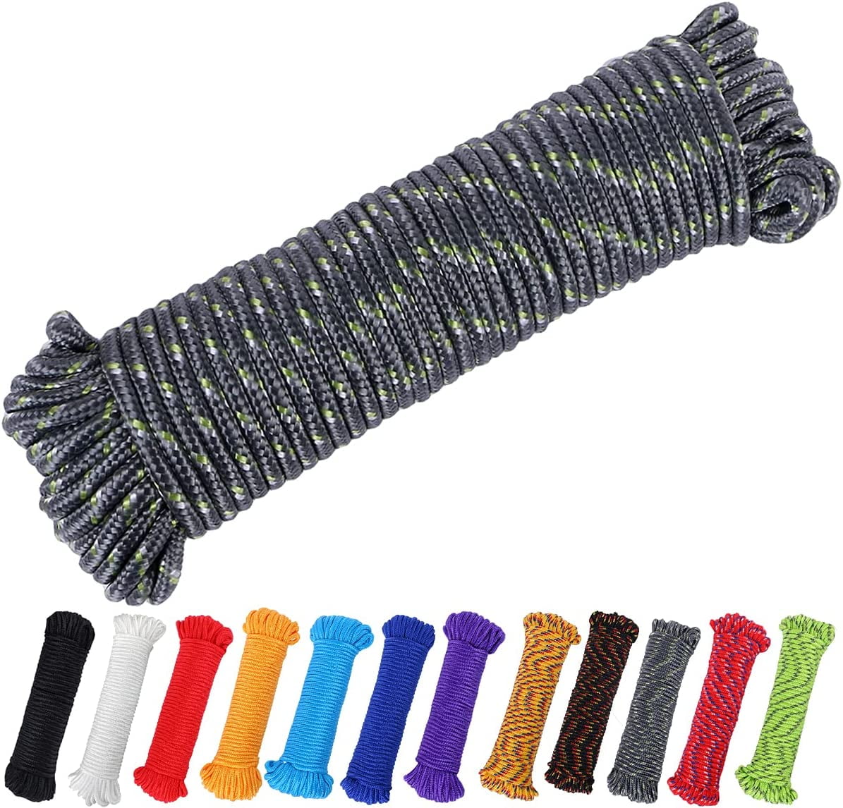 BZUEPRS 90 ft 1/4 inch (7mm) Nylon Poly Rope Flag Pole Polypropylene ...