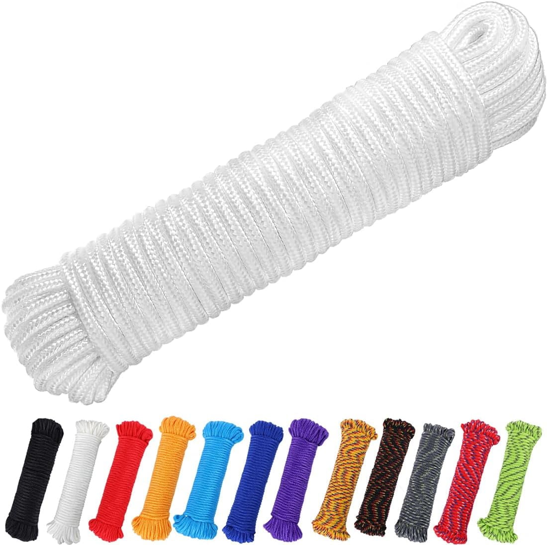BZUEPRS 90 ft 1/4 inch (7mm) Nylon Poly Rope Flag Pole Polypropylene ...