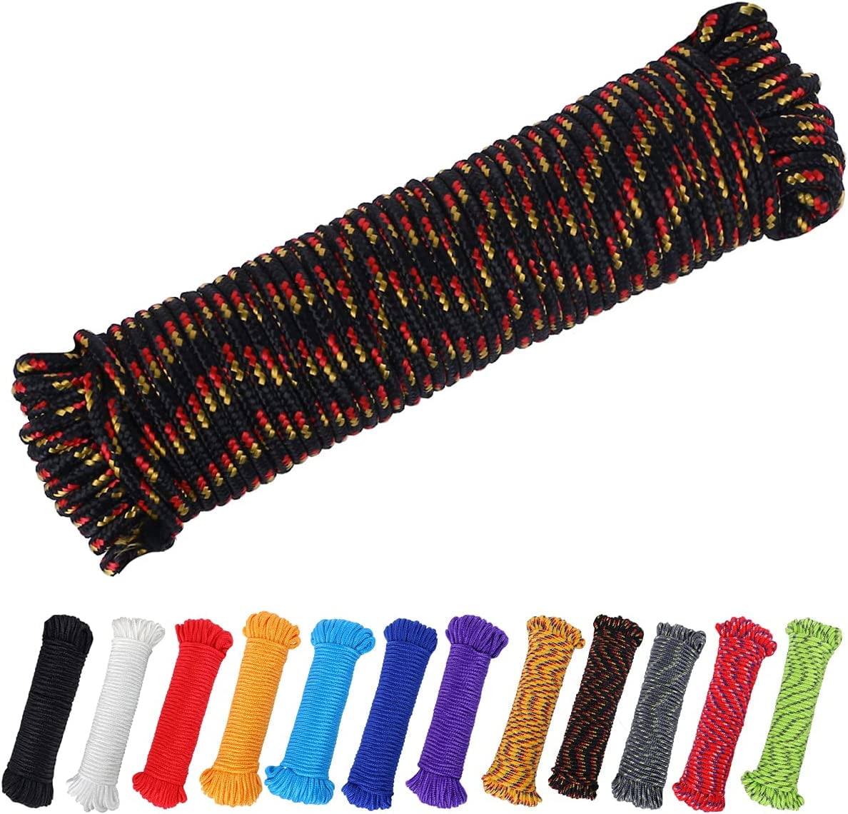 BZUEPRS 90 ft 1/4 inch (7mm) Nylon Poly Rope Flag Pole Polypropylene ...