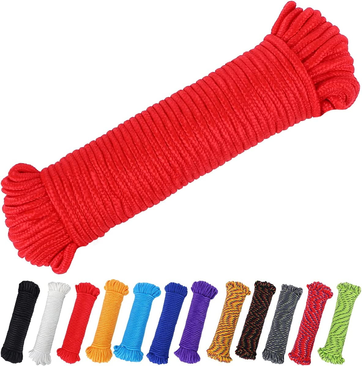 BZUEPRS 90 ft 1/4 inch (7mm) Nylon Poly Rope Flag Pole Polypropylene ...
