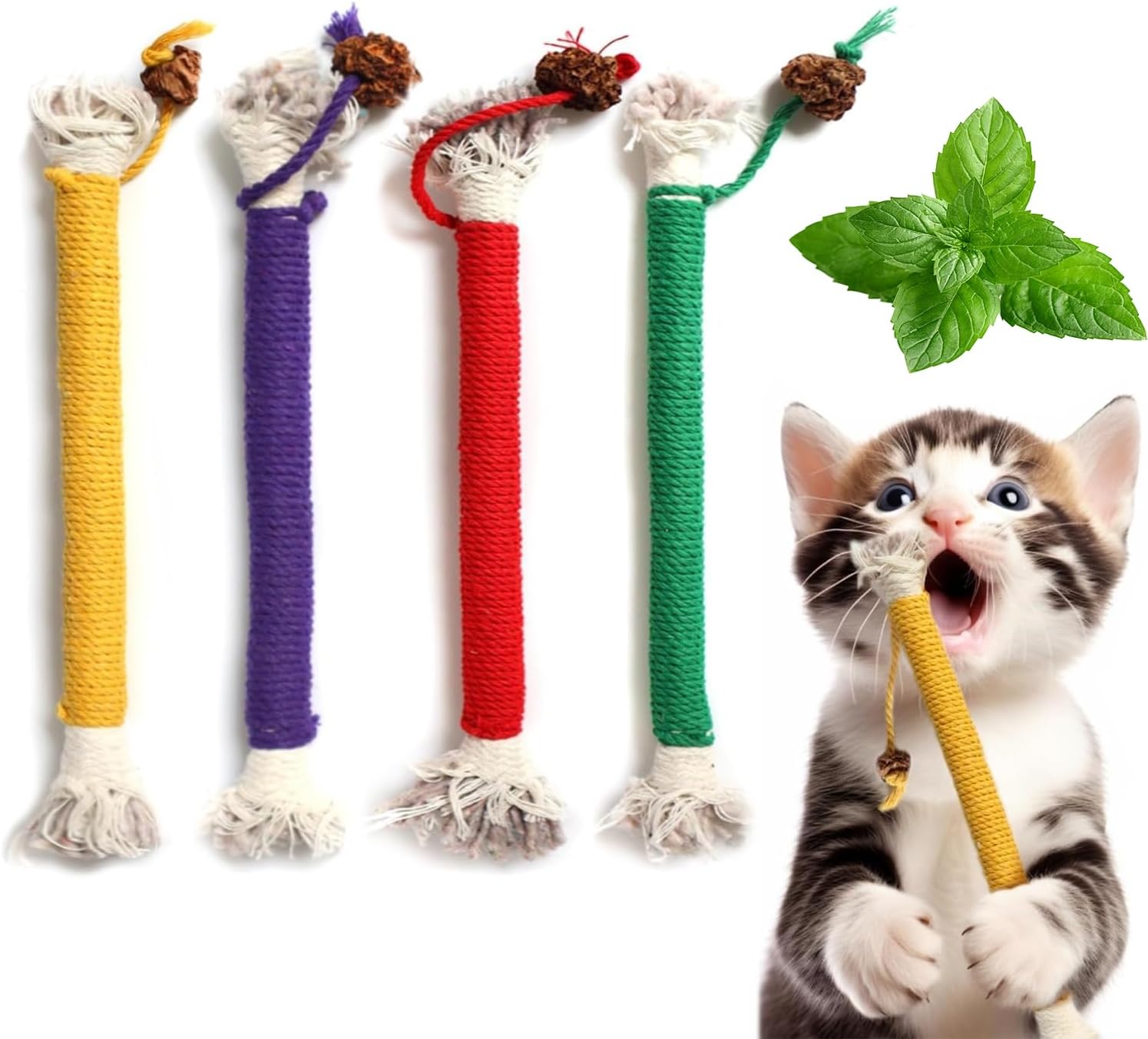 BZUEPRS Catnip Toy Bite Rope, Interactive Cat Toy for Indoor Cats, Cat ...