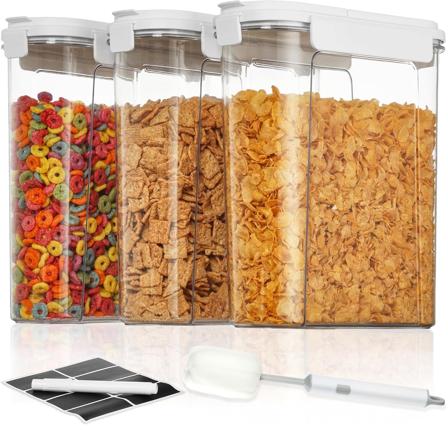 BZUEPRS Cereal Containers Set, 3 PCS Airtight Food Storage Container ...