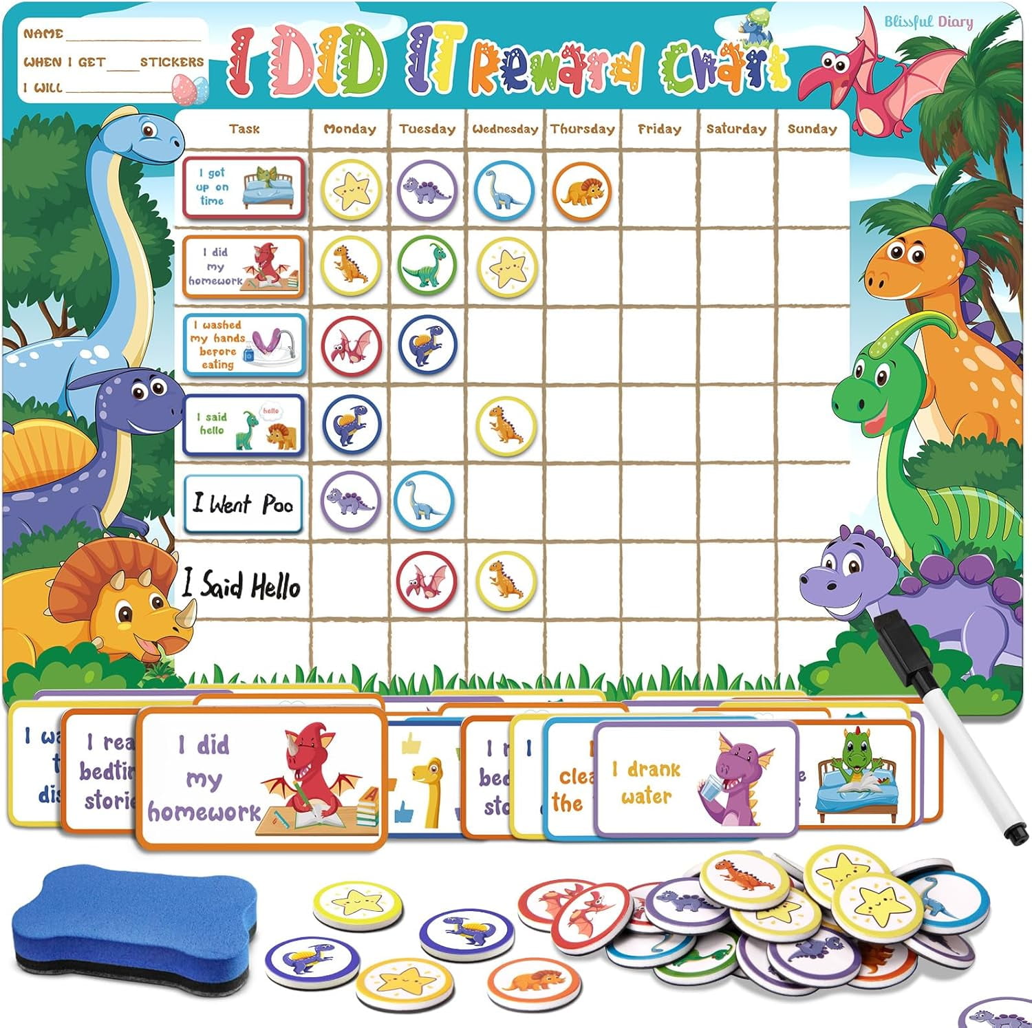 BZUEPRS Chore Chart for Kids, Magnetic Behavior Chart for Kids at Home ...