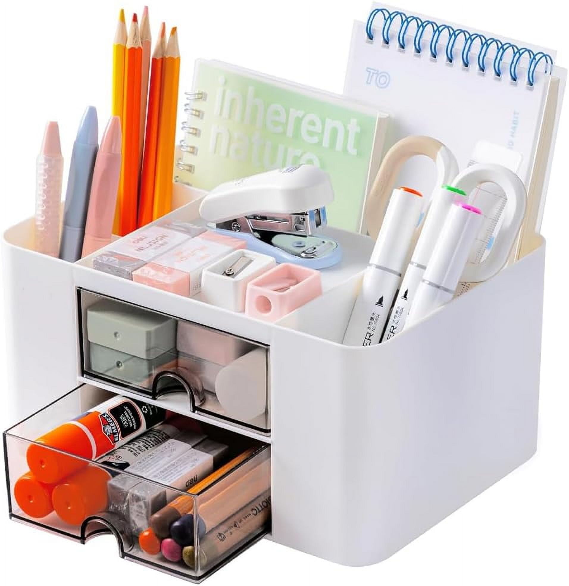 BZUEPRS Desk Organizer Office with Drawer Pen Holder for Storage Box ...