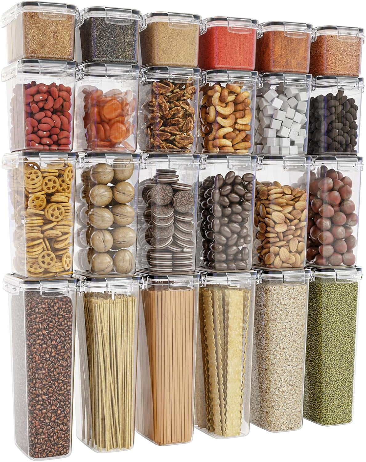 BZUEPRS Food Storage Containers With Lids Airtight-24 PCS With Label ...