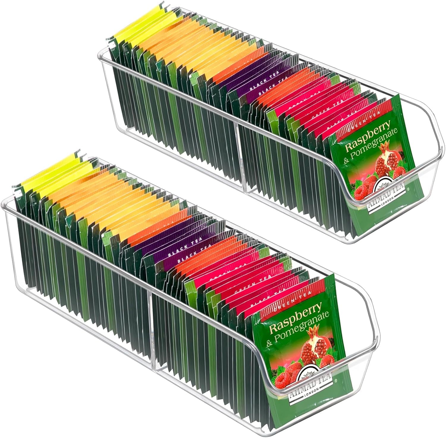 BZUEPRS 2Pcs Tea Bag Organizer, Tea Bag Holder Box Storage Bin, Clear ...