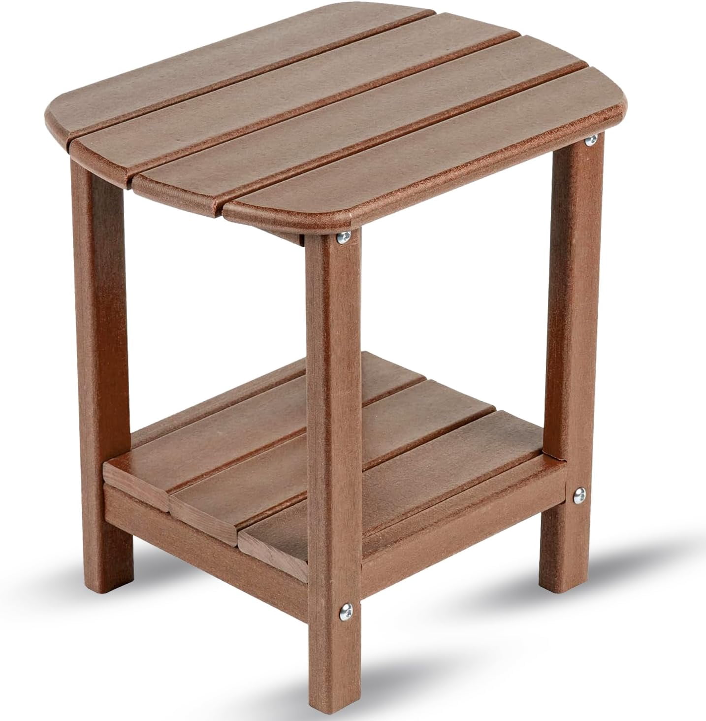 BZY Adirondack Square Outdoor Side Table - 2-Tier Storage HDPE Outdoor ...
