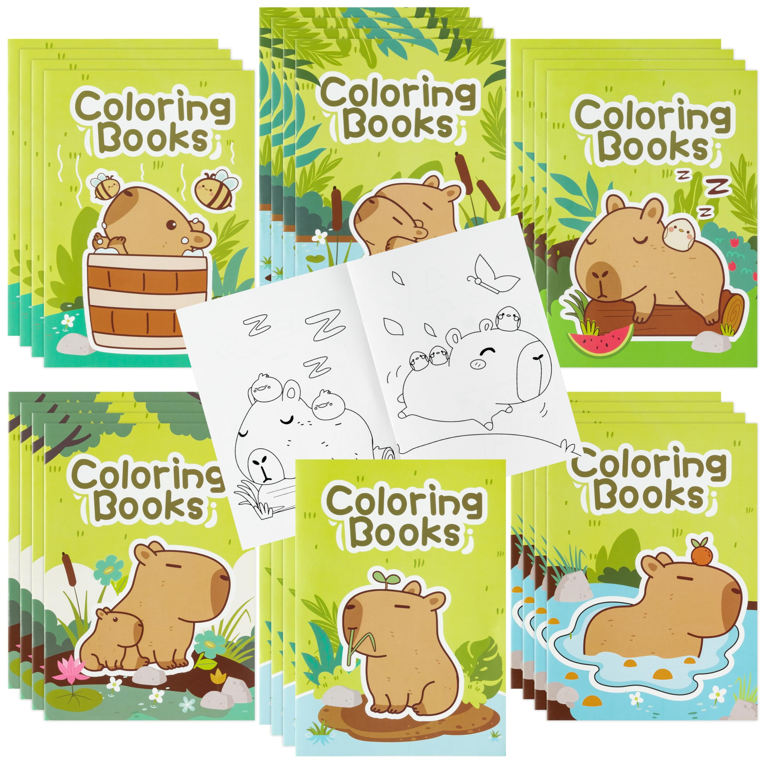 BZaber Capybara Coloring Books - 24Pcs Cute Capybara Cartoon Pattern ...