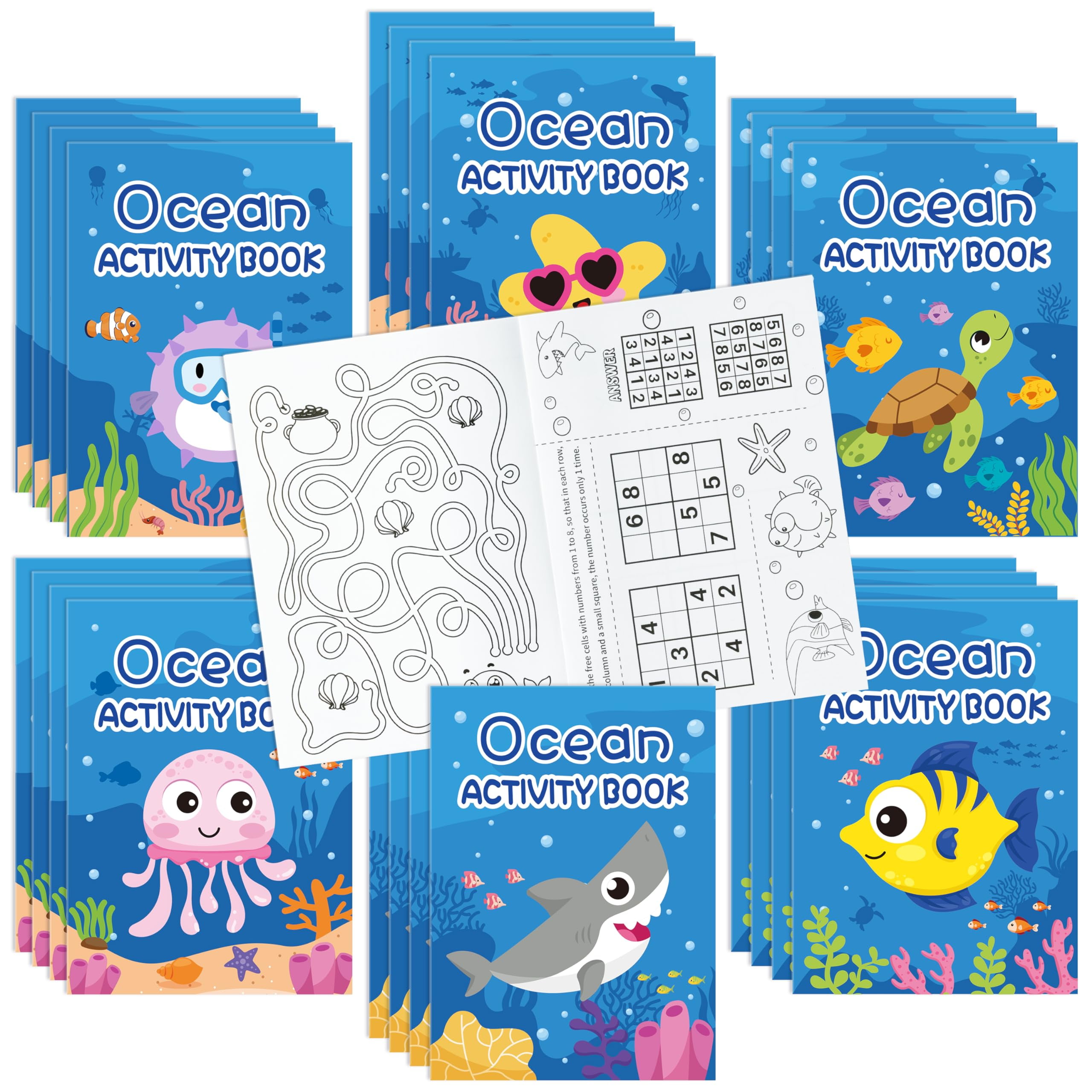 BZaber Ocean Activity Coloring Books - 24Pcs Under The Including Turtle ...