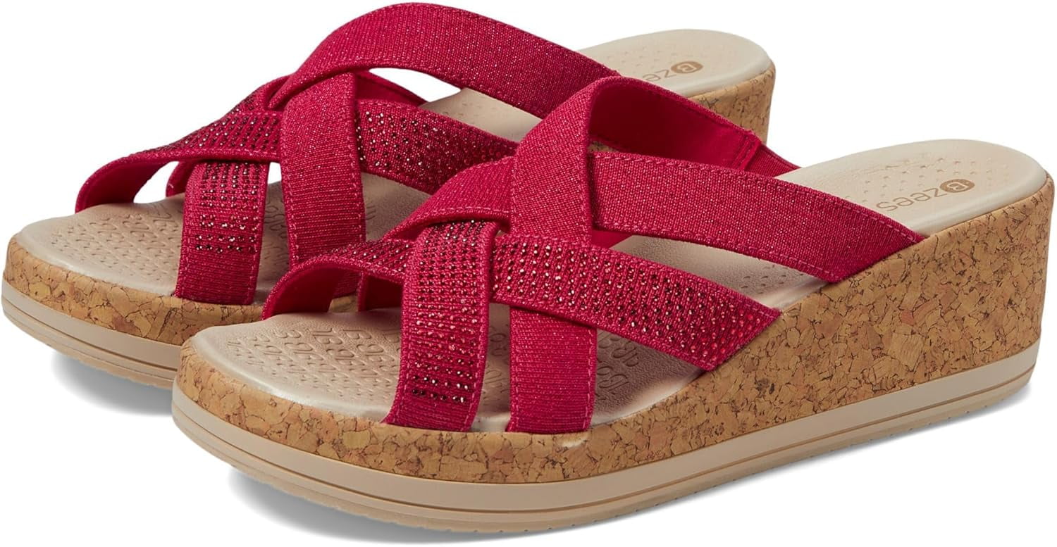 BZees Womens Reign Wedge Sandal Magenta Pink 6M - Walmart.com