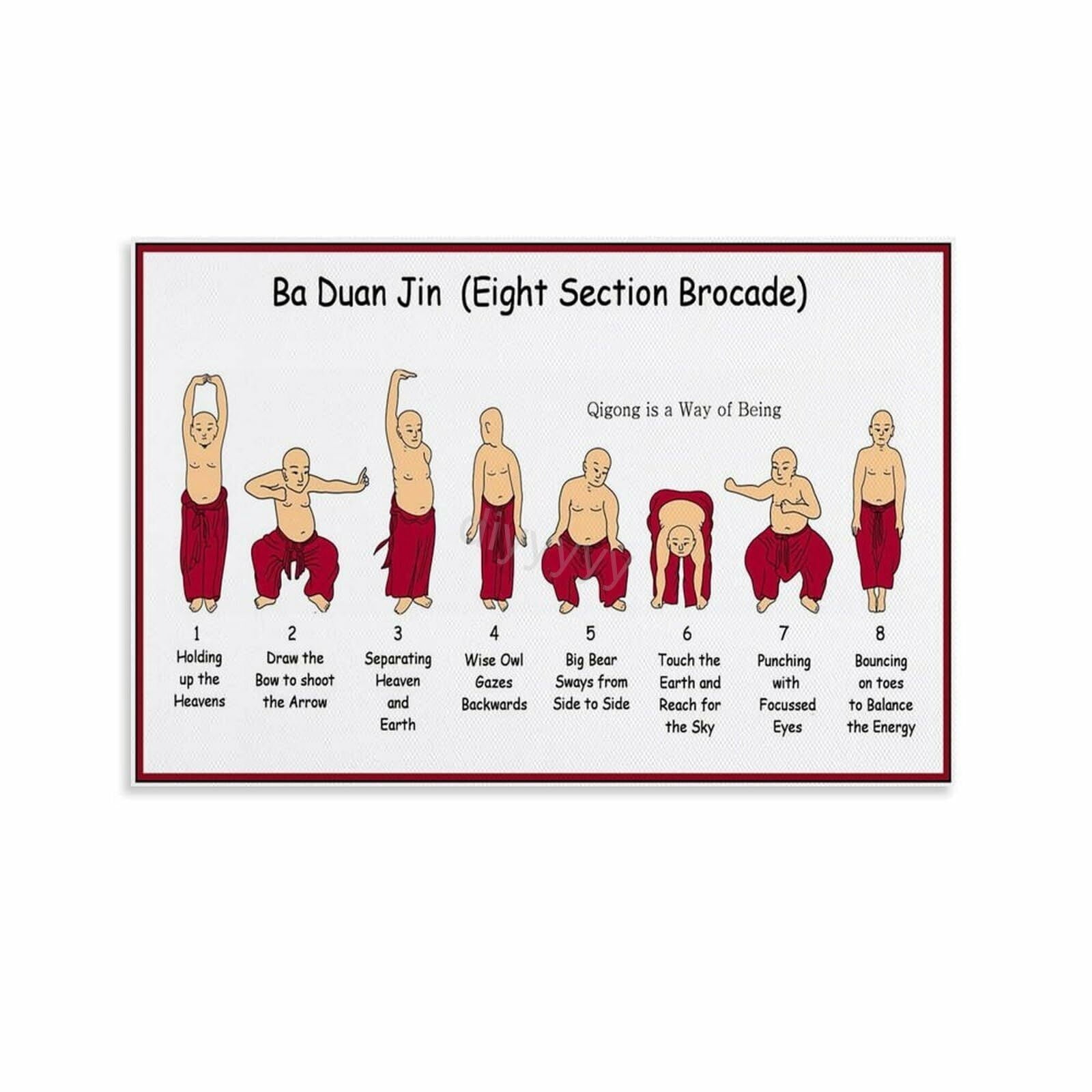 Ba Duan Jin Eight Section Brocade Poster Chinese Kung Fu Sports Art ...
