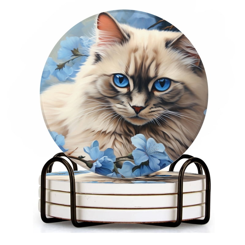 BaHomeck Drink Coasters Set of 4 with Holder beautiful portrait of ...