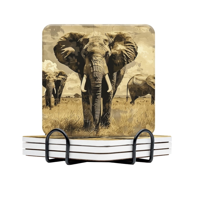 BaHomeck Drink Coasters Set Of 4 With Holder Vintage-Style Painting Of ...