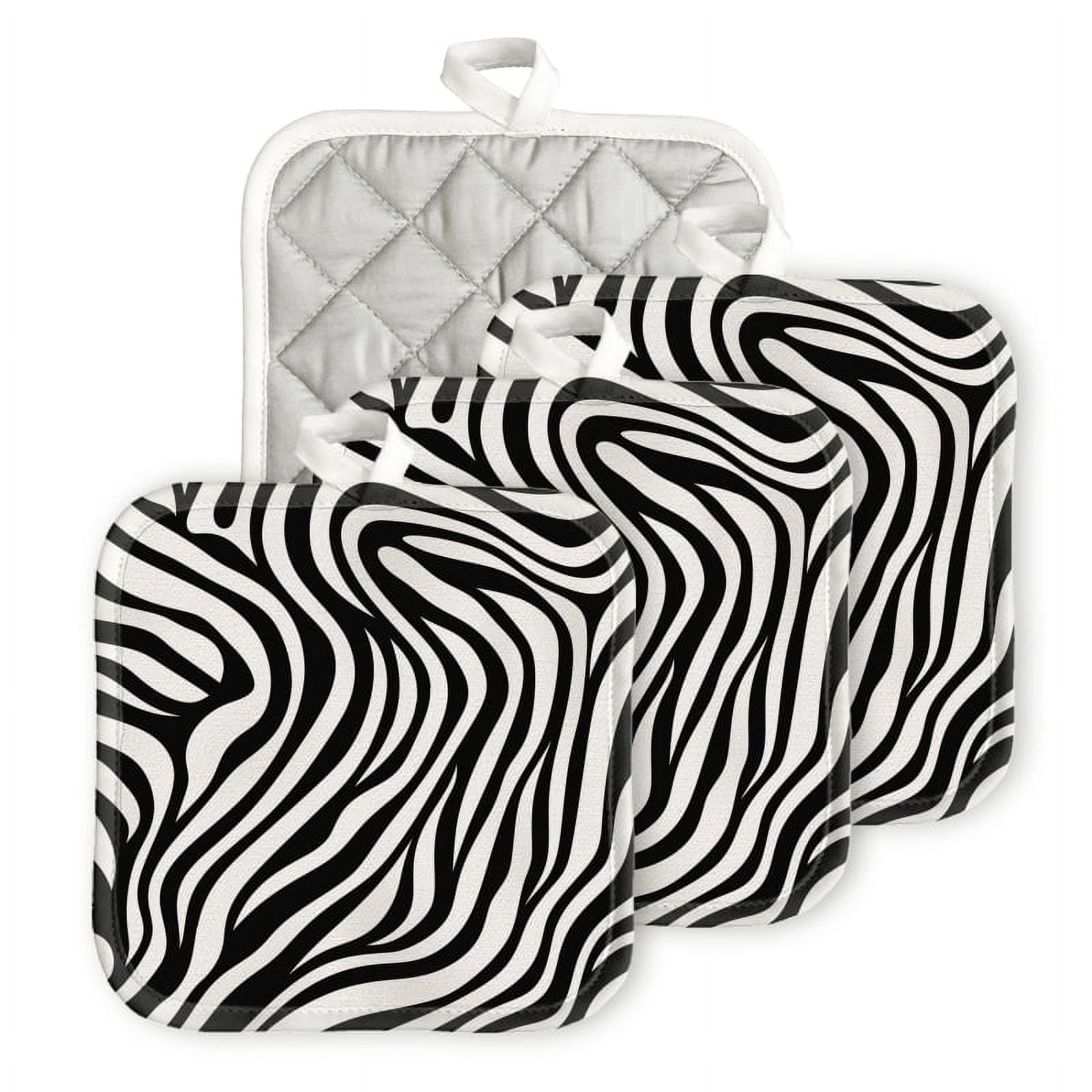 BaHomeck Heat Resistant Hot Pads 4 pack Black And White Zebra Skin ...