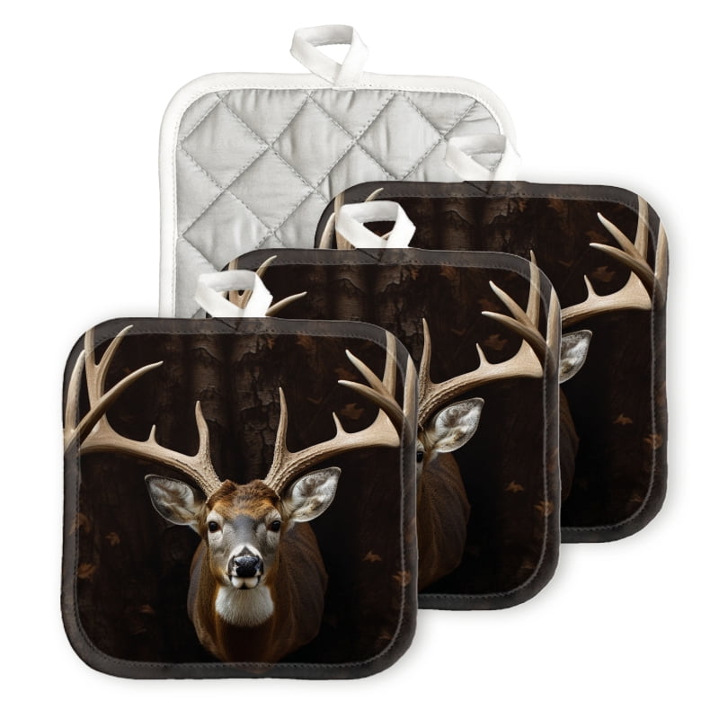Bahomeck Pot Holder 4Pcs,Buck Deer With Large Antlers Hanging On The ...