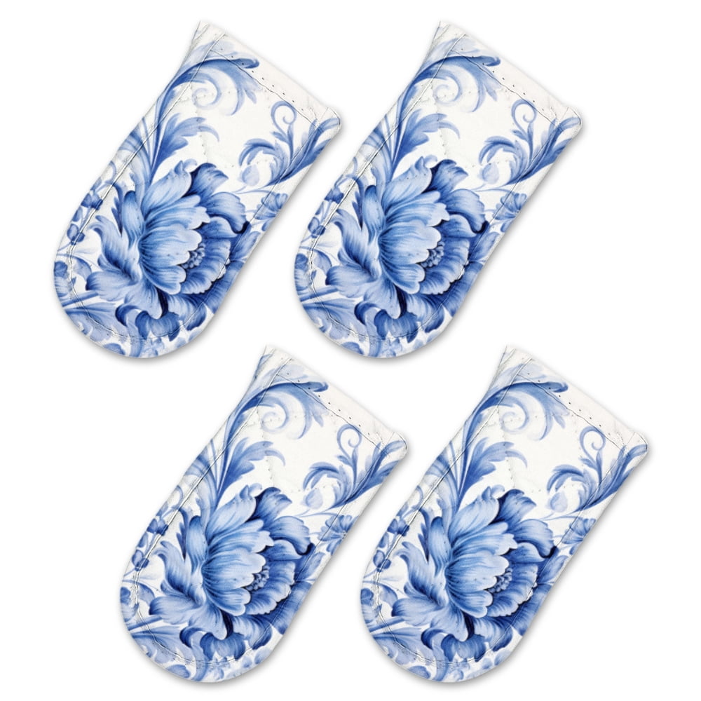 BaHomeck Pot Handle Holder Covers 4Pcs, Blue And White Porcelain-Style ...