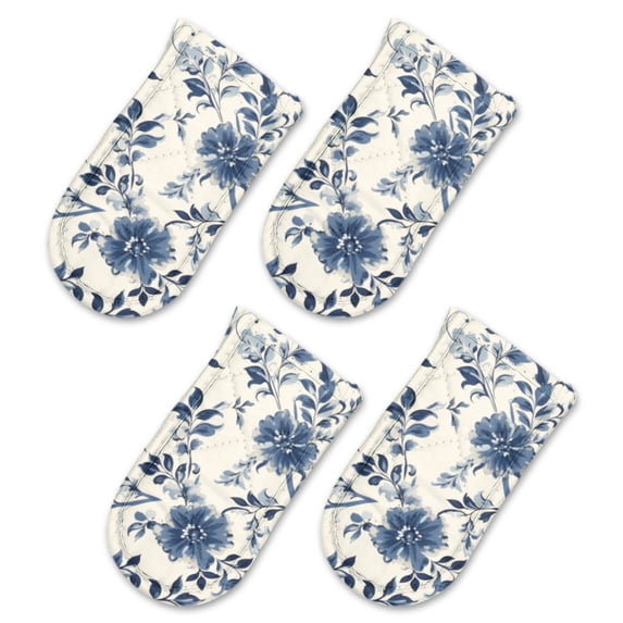 BaHomeck Pot Handle Holder Covers 4Pcs, Blue And White Porcelain-Style ...