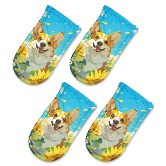 BaHomeck Pot Handle Holder Covers 4Pcs, Corgi Smiles In The Sunflower ...