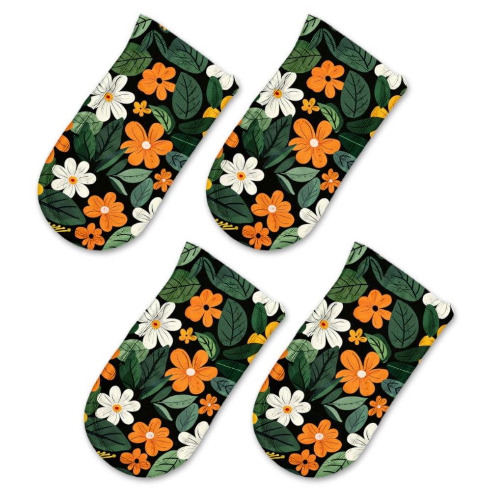 BaHomeck Pot Handle Holder Covers 4Pcs, Floral Pattern Of Orange And ...