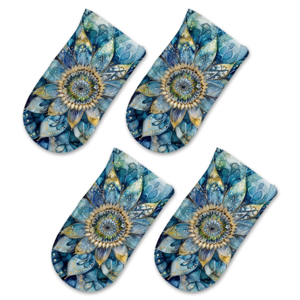 BaHomeck Pot Handle Holder Covers 4Pcs, Intricate Mandala Flower With ...