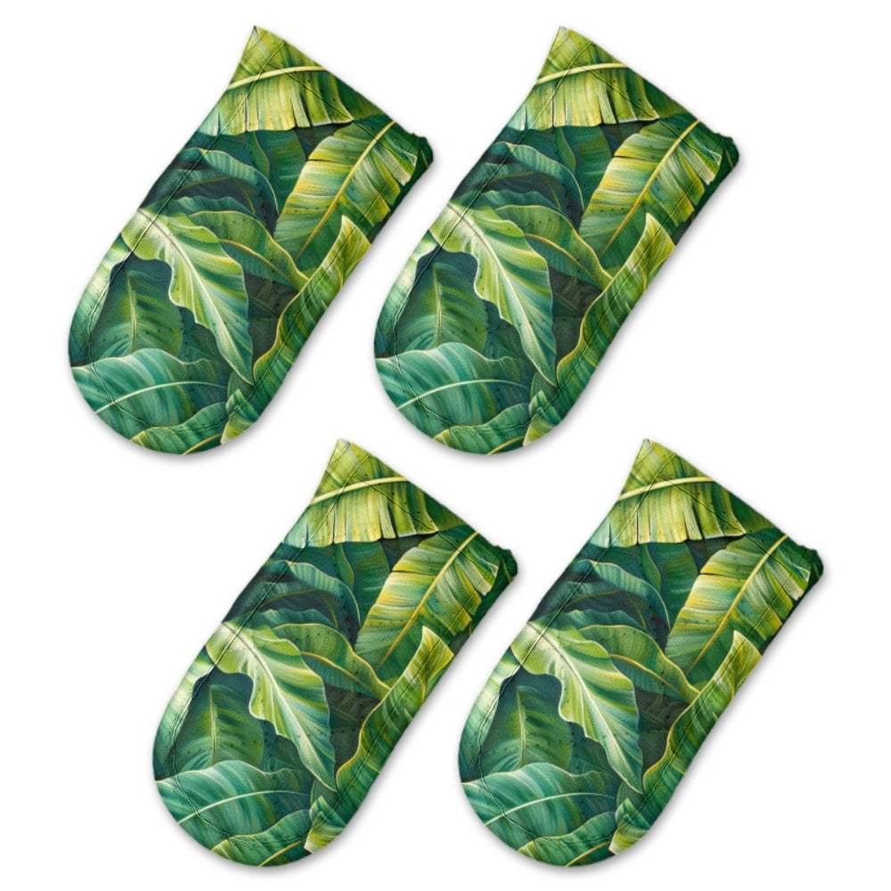 BaHomeck Pot Handle Holder Covers 4Pcs, Oil Painting Of Banana Leaves ...