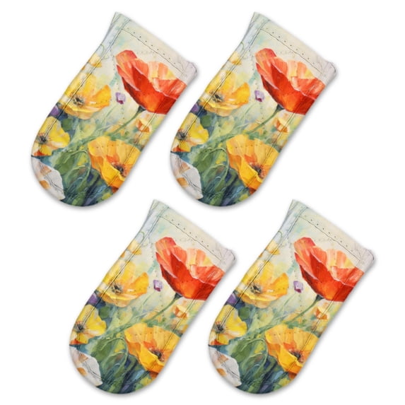BaHomeck Pot Handle Holder Covers 4Pcs, Painting Of Colorful Poppies In ...