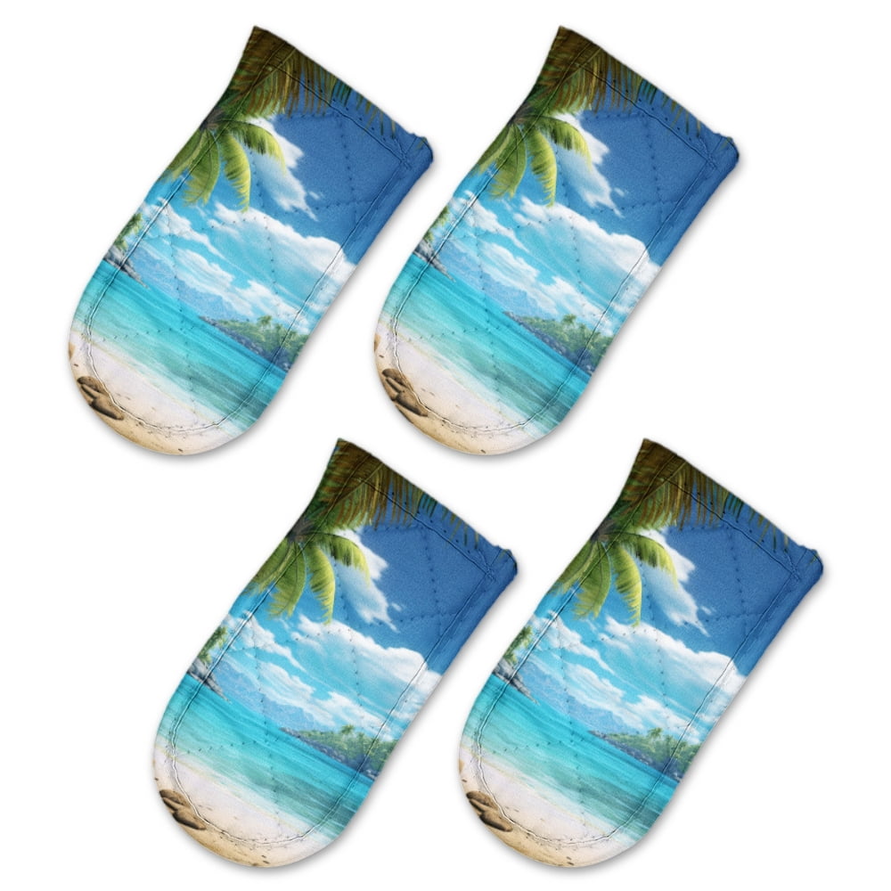 BaHomeck Pot Handle Holder Covers 4Pcs, Stunning Tropical Beach Scene ...