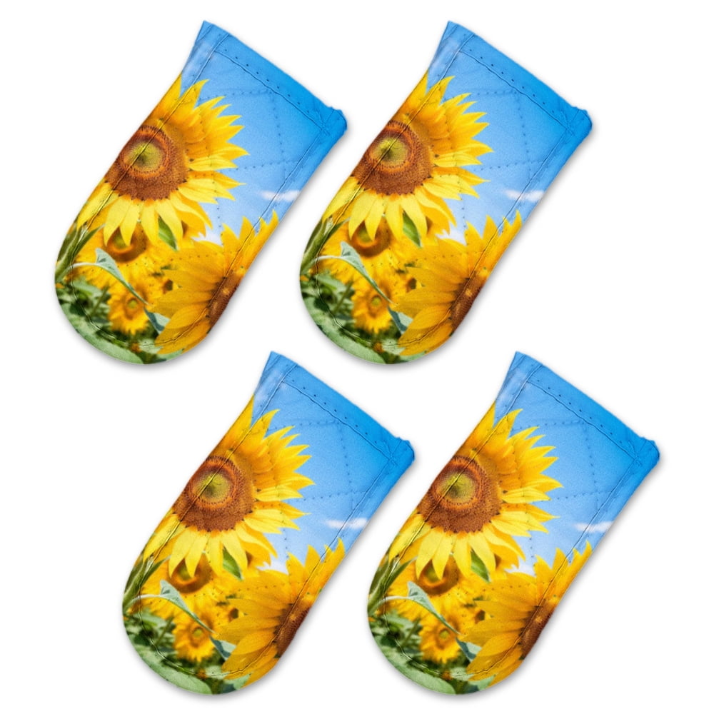 BaHomeck Pot Handle Holder Covers 4Pcs, Sunflower Field With Blue Sky ...