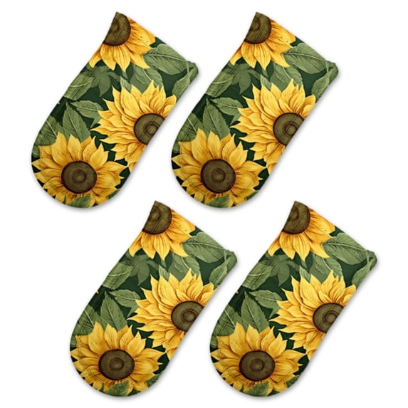 BaHomeck Pot Handle Holder Covers 4Pcs, Sunflowers With Yellow Petals ...