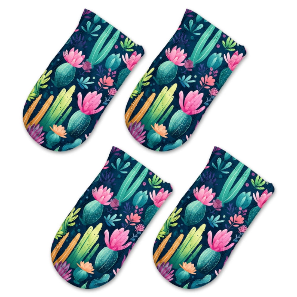 BaHomeck Pot Handle Holder Covers 4Pcs, Vibrant Cactus Pattern With ...