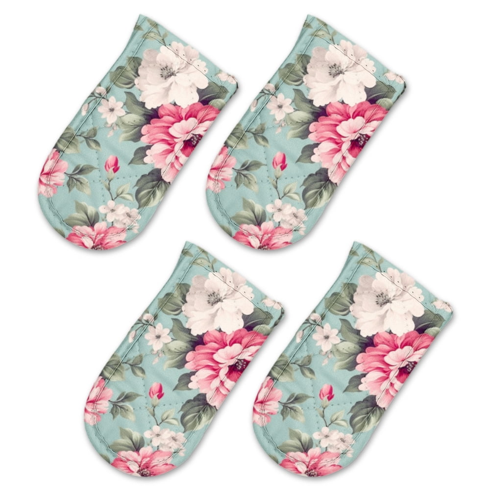 BaHomeck Pot Handle Holder Covers 4Pcs, Vintage Floral Pattern With ...